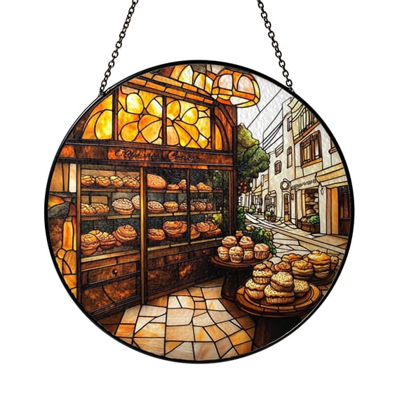 Bakery Window Display Stained Glass Suncatcher Window Hanging Decor ...
