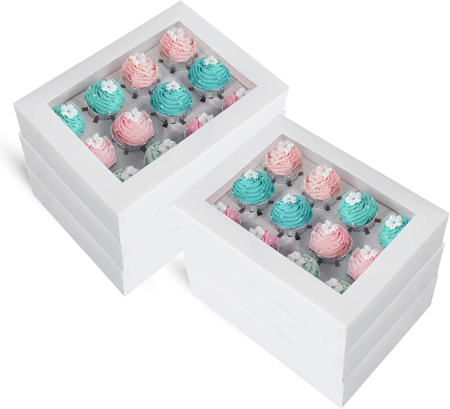 Bakeswirl Cupcake Boxes 12 Popup 6-Pack Cake Box Holder Bakery Muffin ...