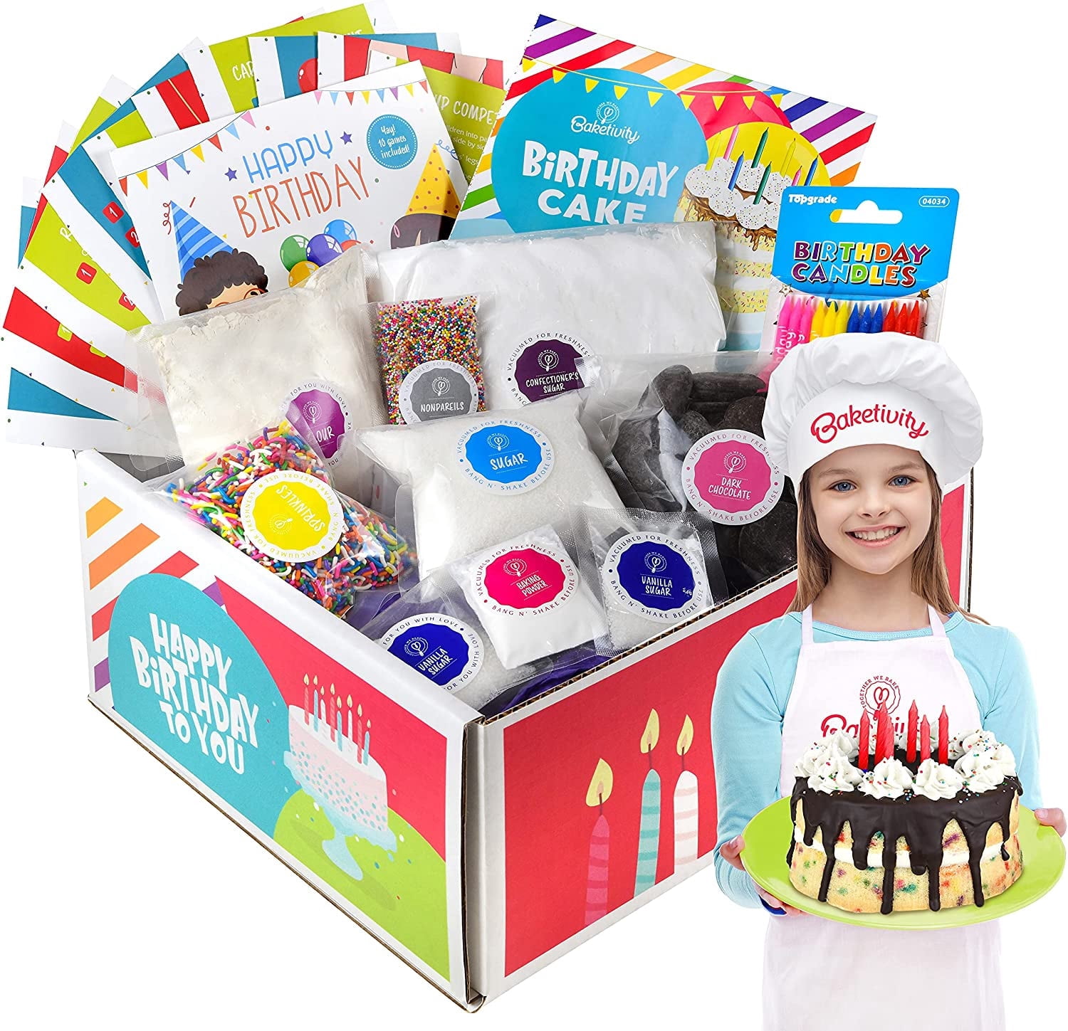 Baketivity DIY Birthday Cake Decorating Set for Girls and Boys. Box ...