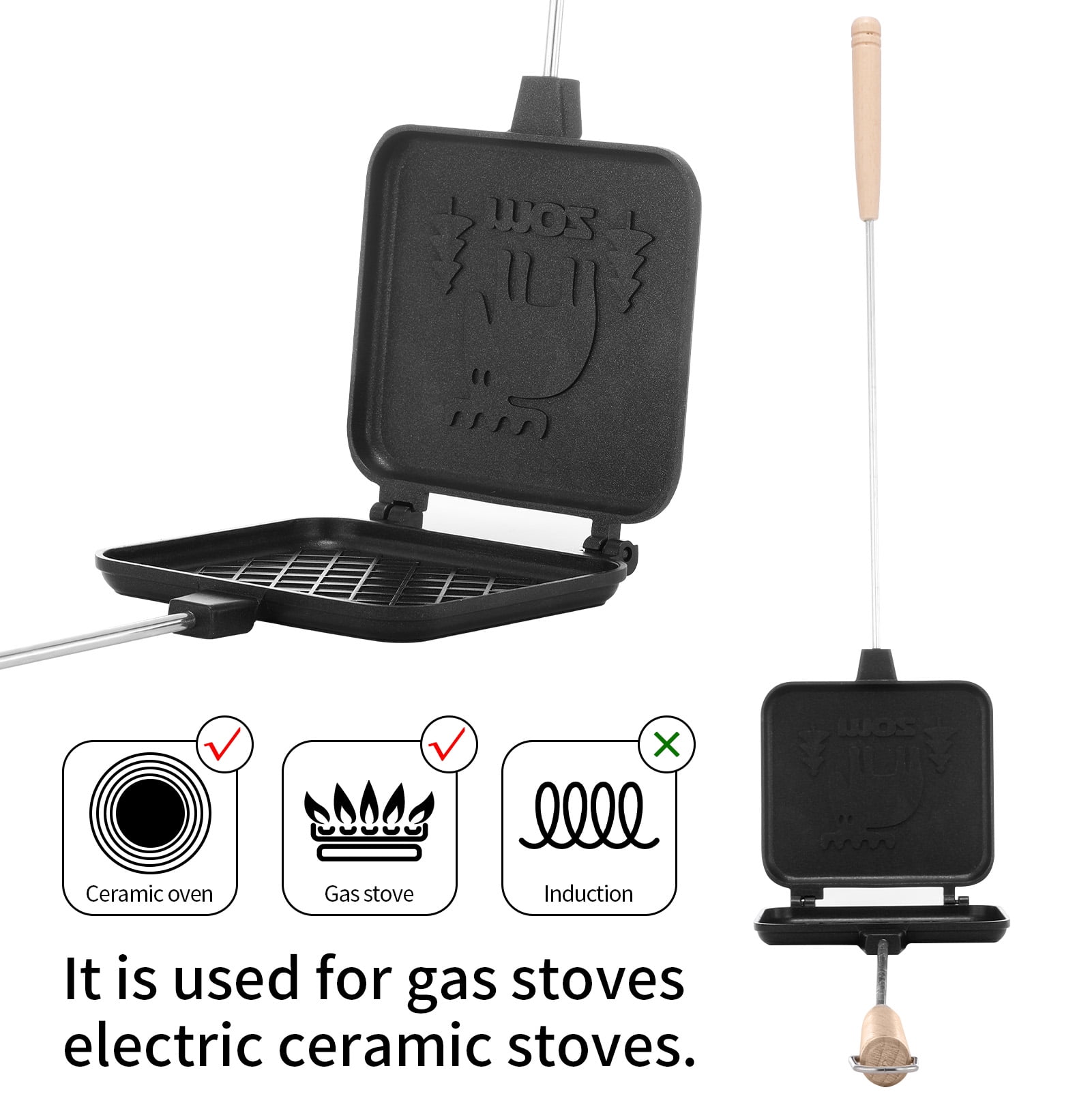 Bakeware,Pan With Handle/stovetop Panini Maker Pan Press Sandwich Maker ...