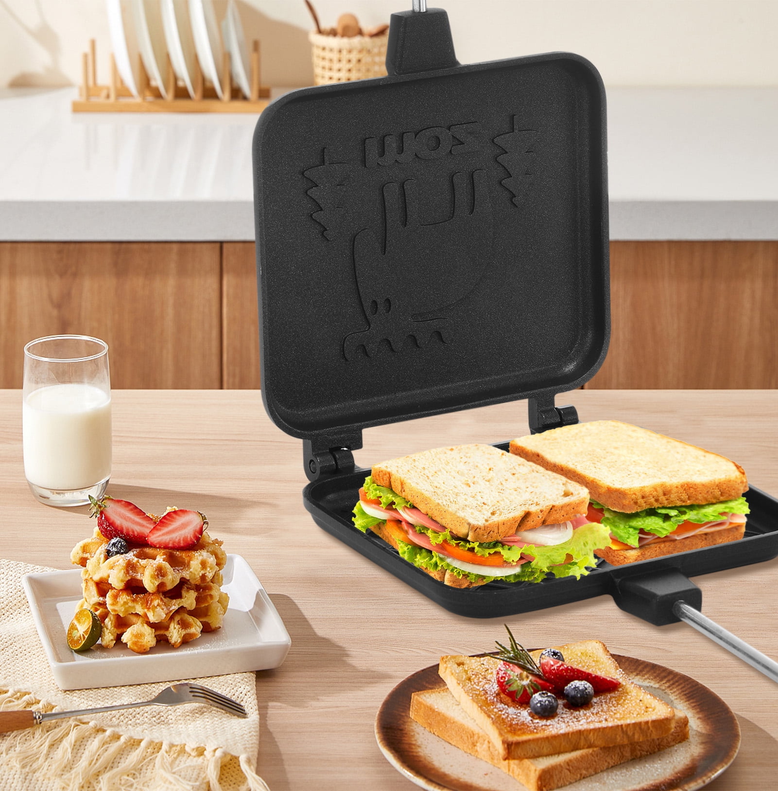 Bakeware,Sandwich Flip Pan Sandwich Maker Panini Handle/stovetop ...