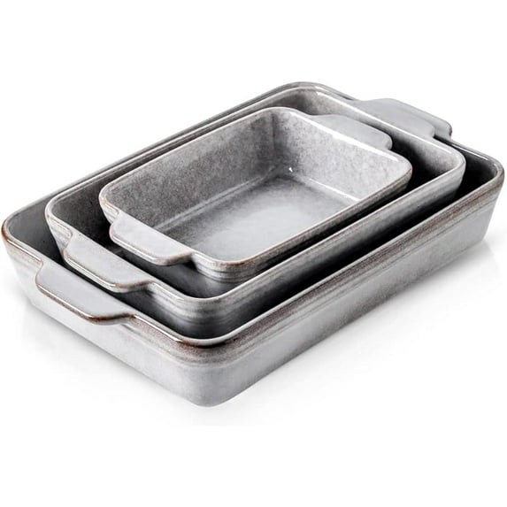 Bakeware Set, Ceramic Baking Dish Set, Rectangular Casserole Dish Set ...