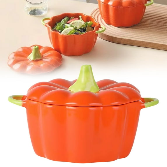 Bakeware Set,Dutch Oven Pot With Lid Pumpkin Pottery Dessert Saucepan ...