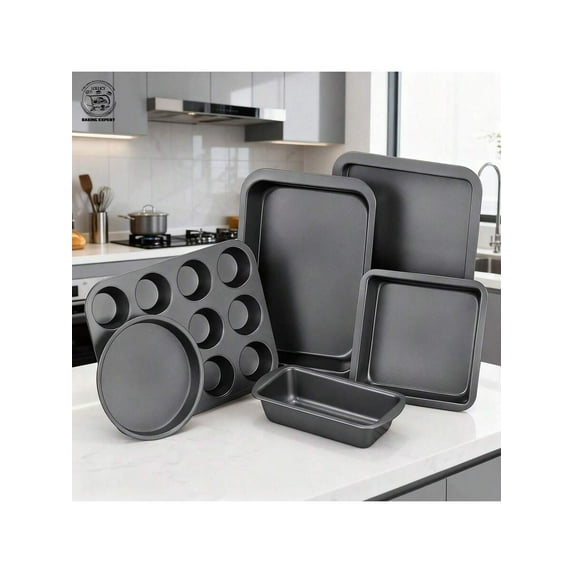 Bakeware Set, Nonstick 6-Piece Carbon Steel Baking Pans Set with Cookie ...