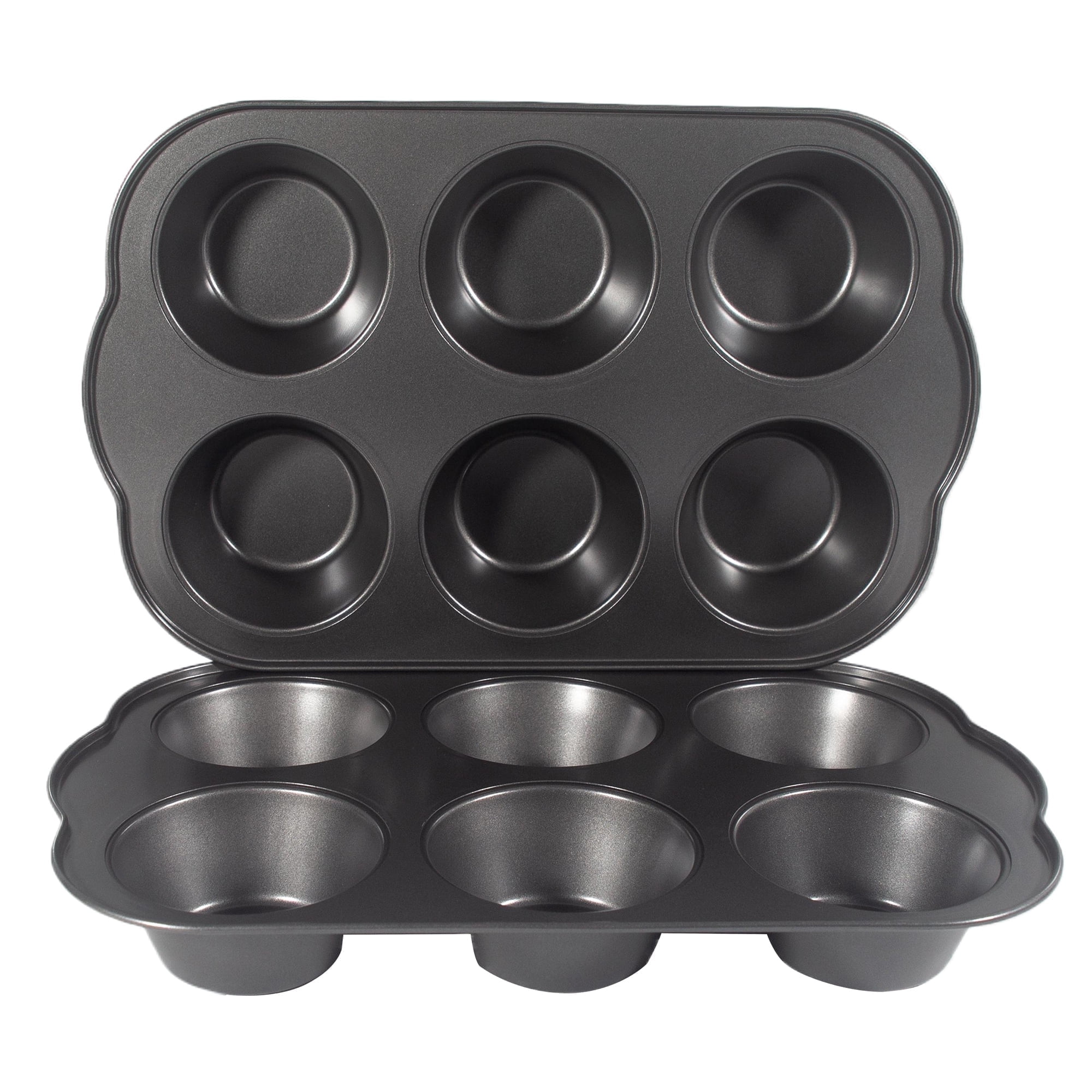 Bakexcel Non-Stick Jumbo Muffin Pans, 3.5" 6-Cup Set of 2 Baking Pans ...