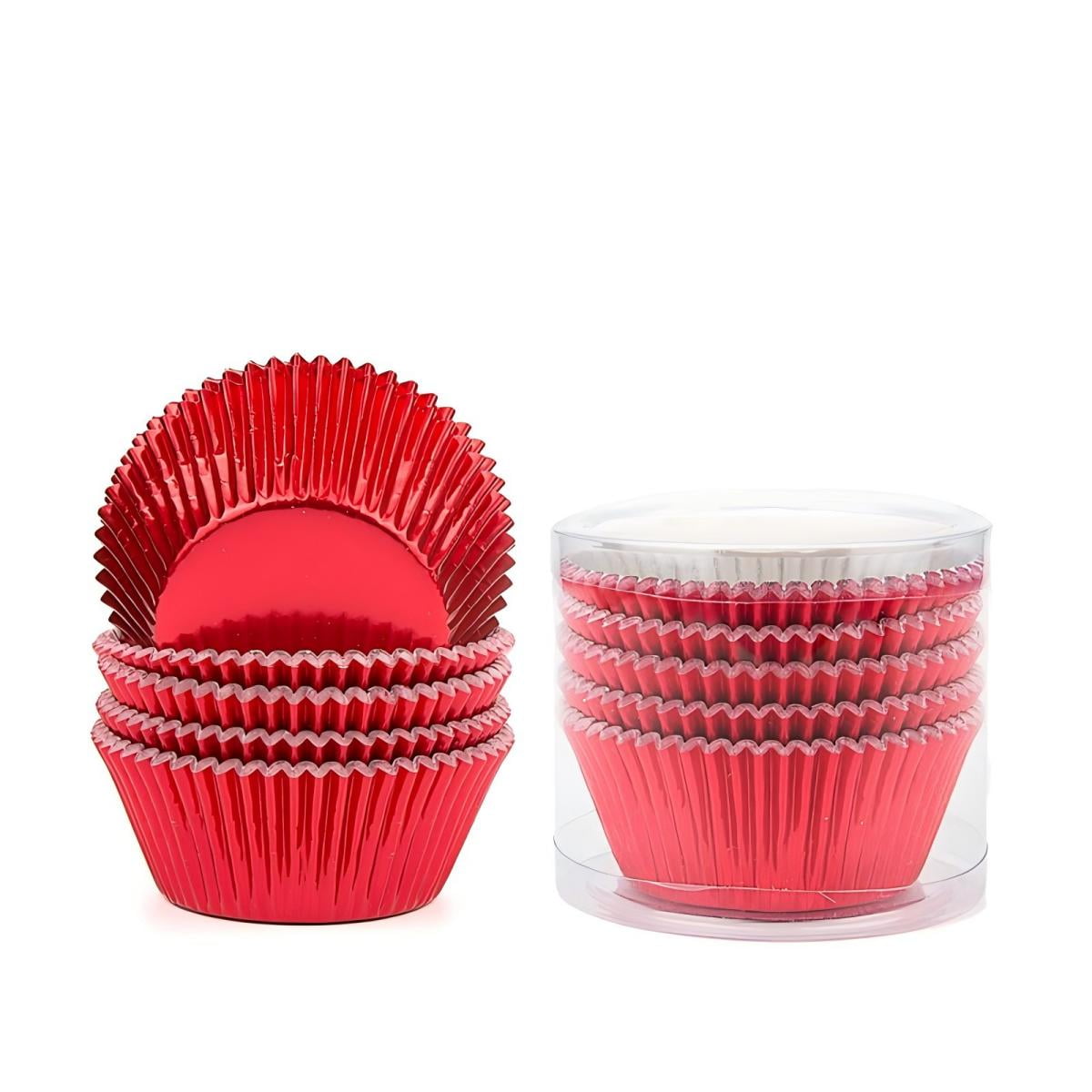 Bakexcel Red Gold Foil Cupcake Liners Standard Baking Cups Muffin Paper ...