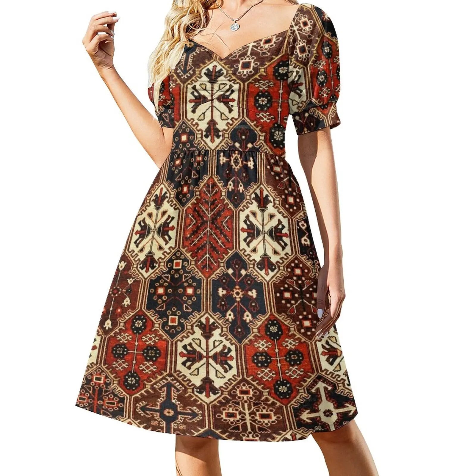 Bakhtiari Tribal Ethnic Antique Persian Carpet Print Dress summer dress ...
