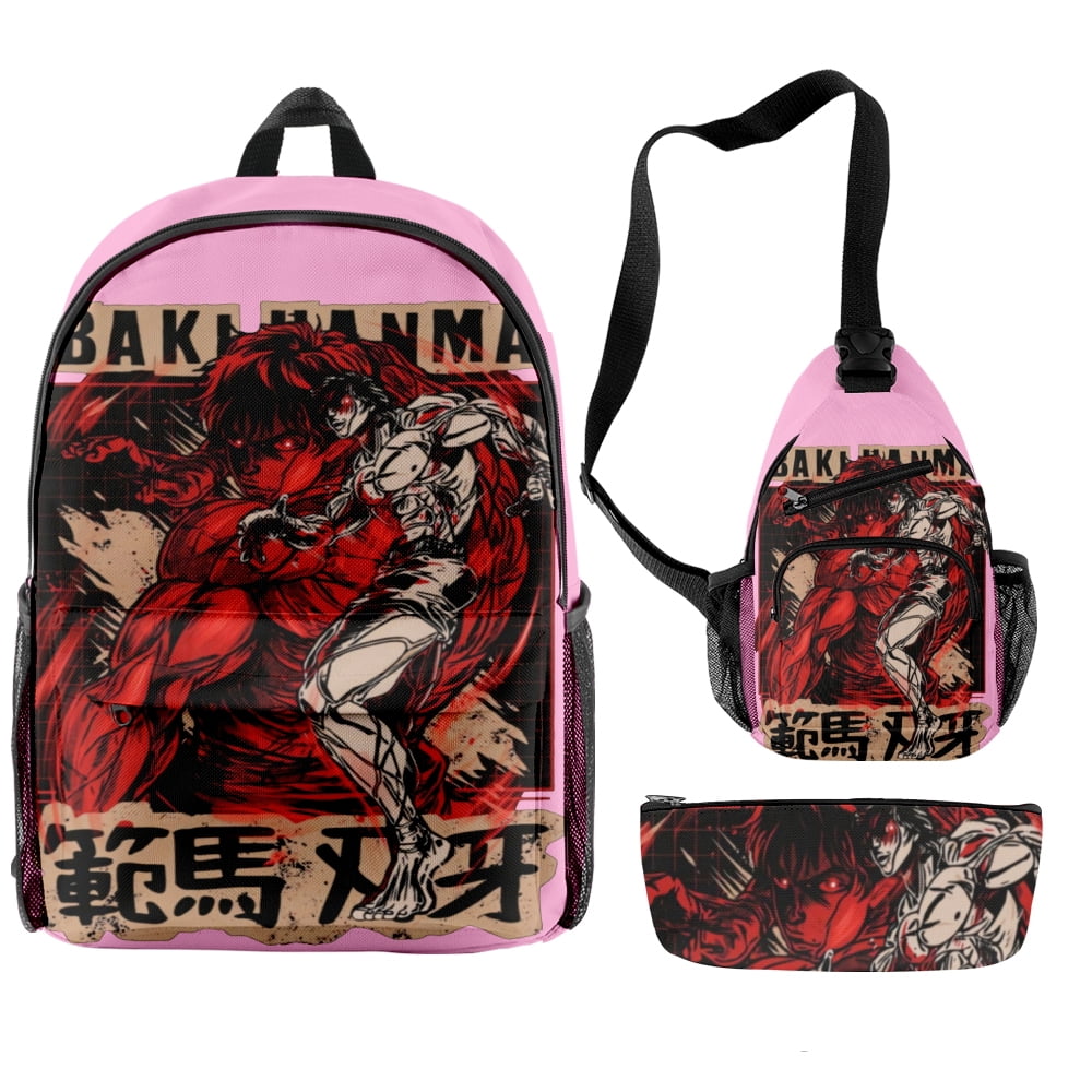 Baki Hanma Anime Backpacks 3 Pieces Sets Harajuku 3D Shoulder Bags ...