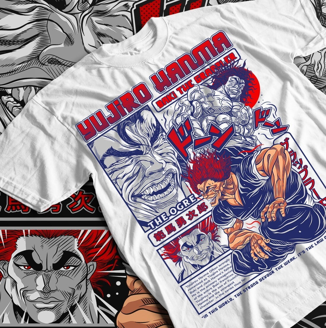 Baki the Grappler T-Shirt, Gym Workout Unisex Graphic Tee, Yujiro Hanma ...