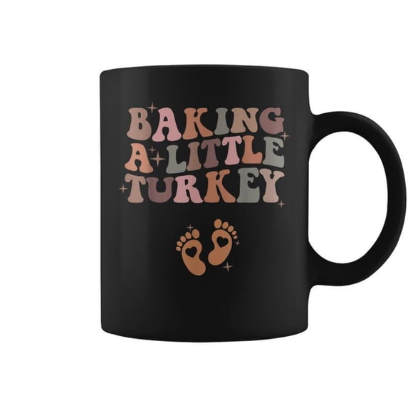 Baking A Little Turkey Pregnancy Announcement Baby Reveal Coffee Mugs ...