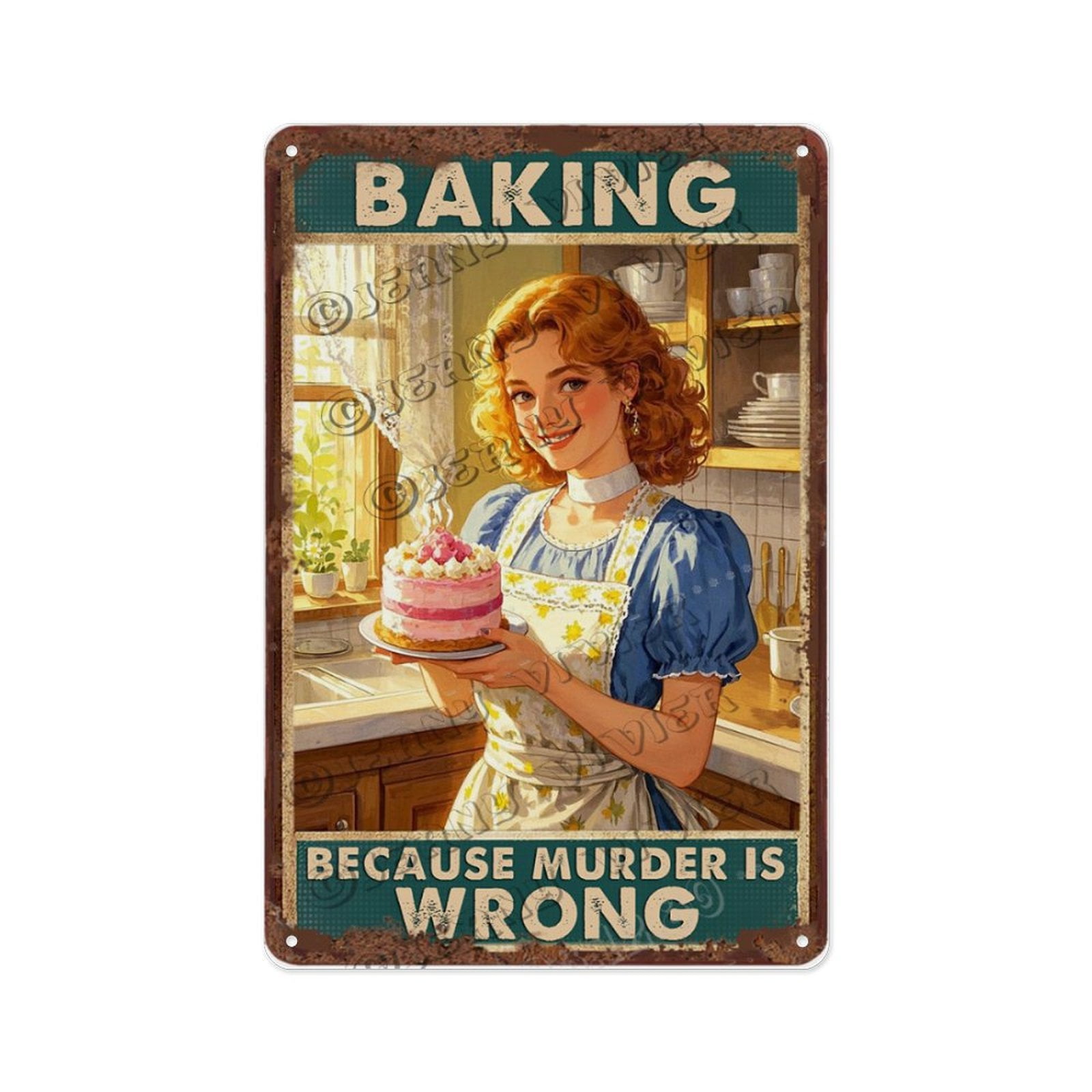 Baking Because Murder Is Wrong 8x12 Inch Metal Sign | Quirky Baking ...