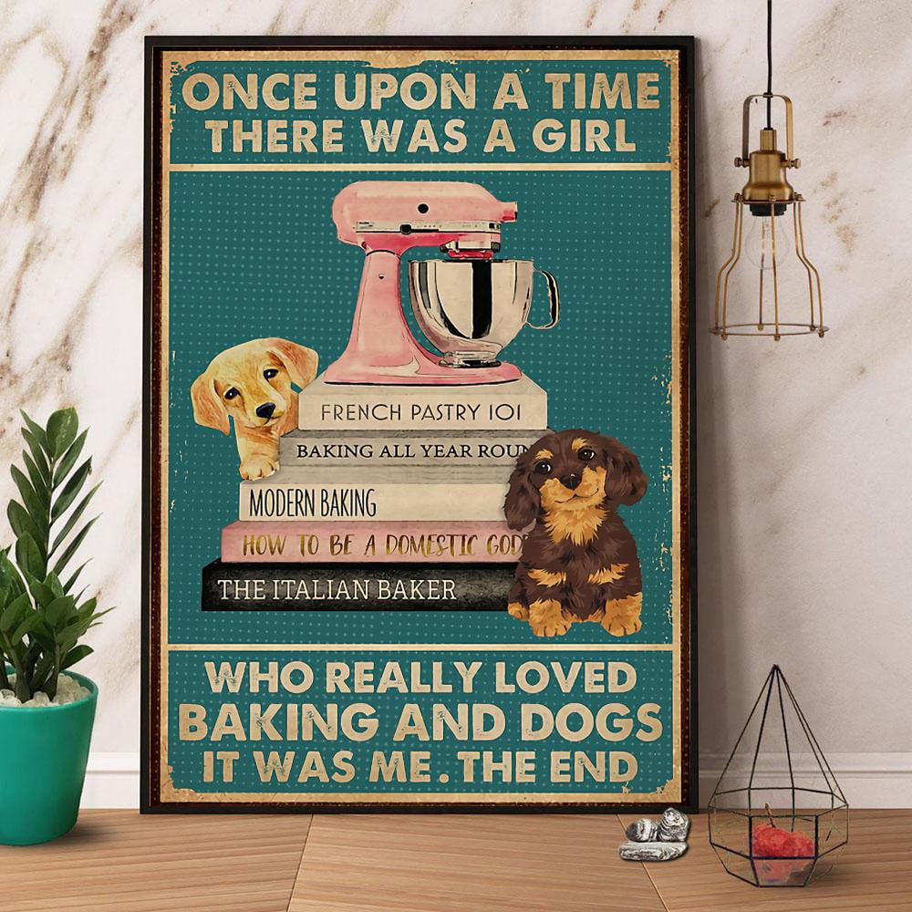 Baking Book Dog There Was A Girl Loved Baking And Dogs Paper Poster No ...