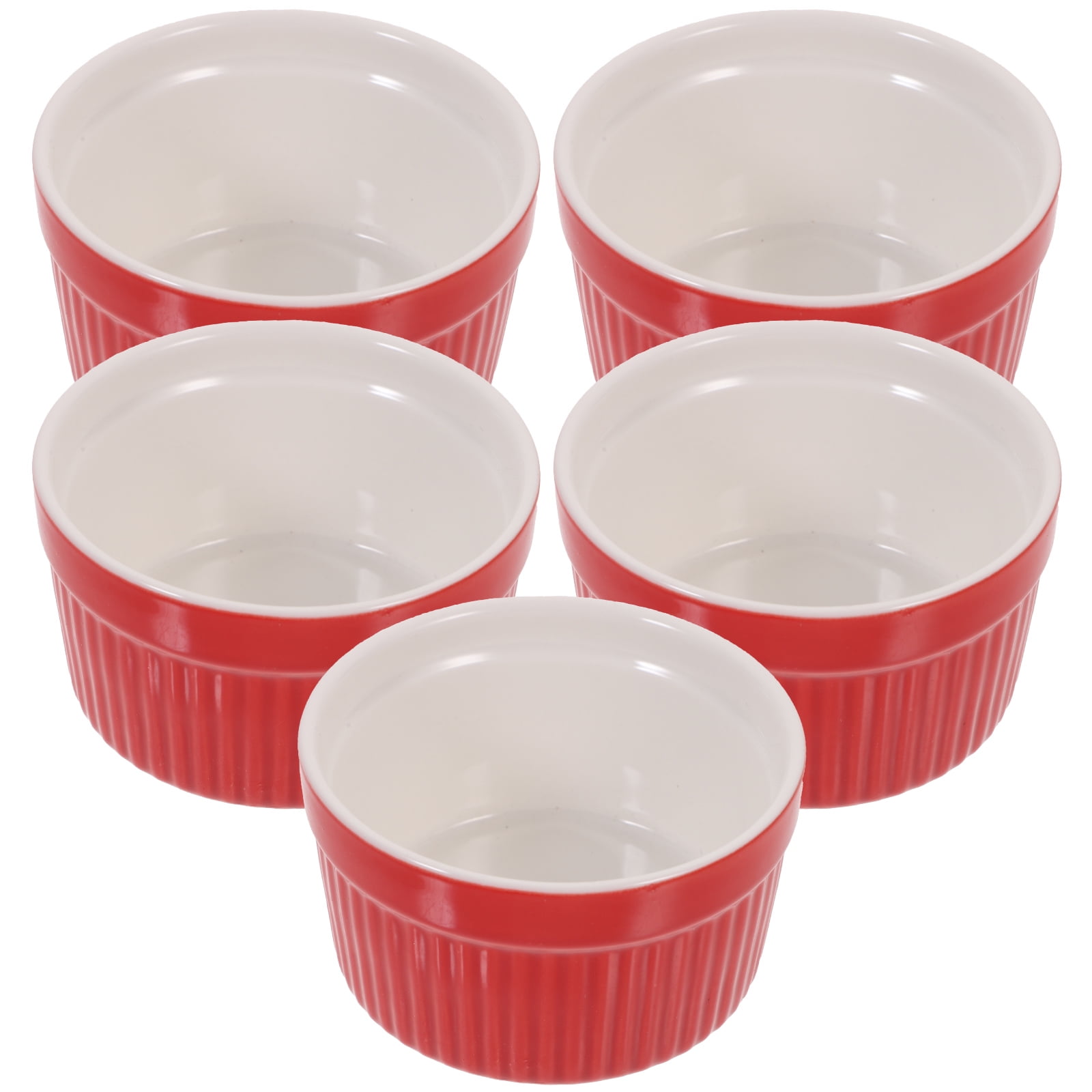 MEIBUTYUP Red Ceramic Mixing Bowls 5pcs High Temperature Resistant ...