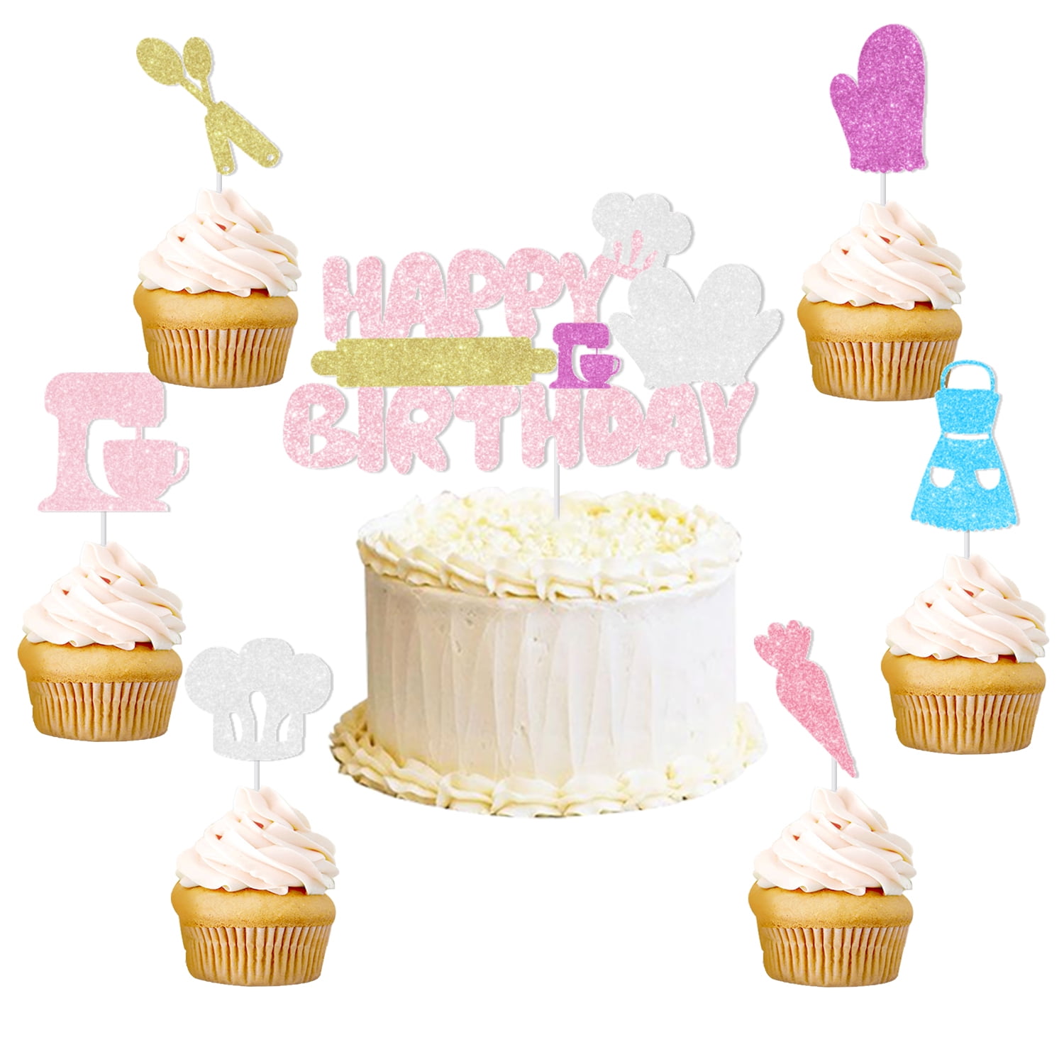 Baking Cake Topper - Little Bakers Birthday Party Decorations, Glitter ...