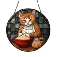 Baking Cat Stained Glass Window Hanging, Kitchen Suncatcher Decor, Fun ...