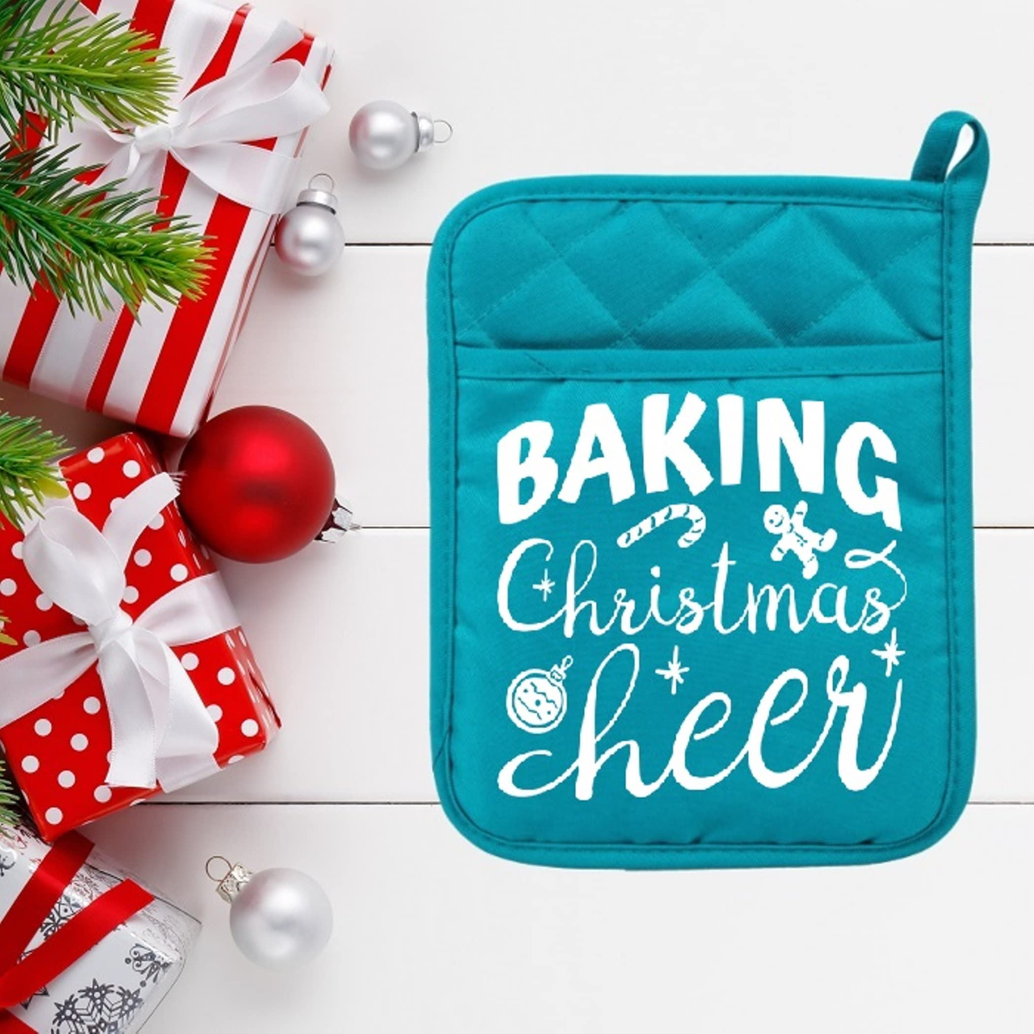 Baking Christmas Cheer Pot Holder Oven Mitt Hot Pad Polyester