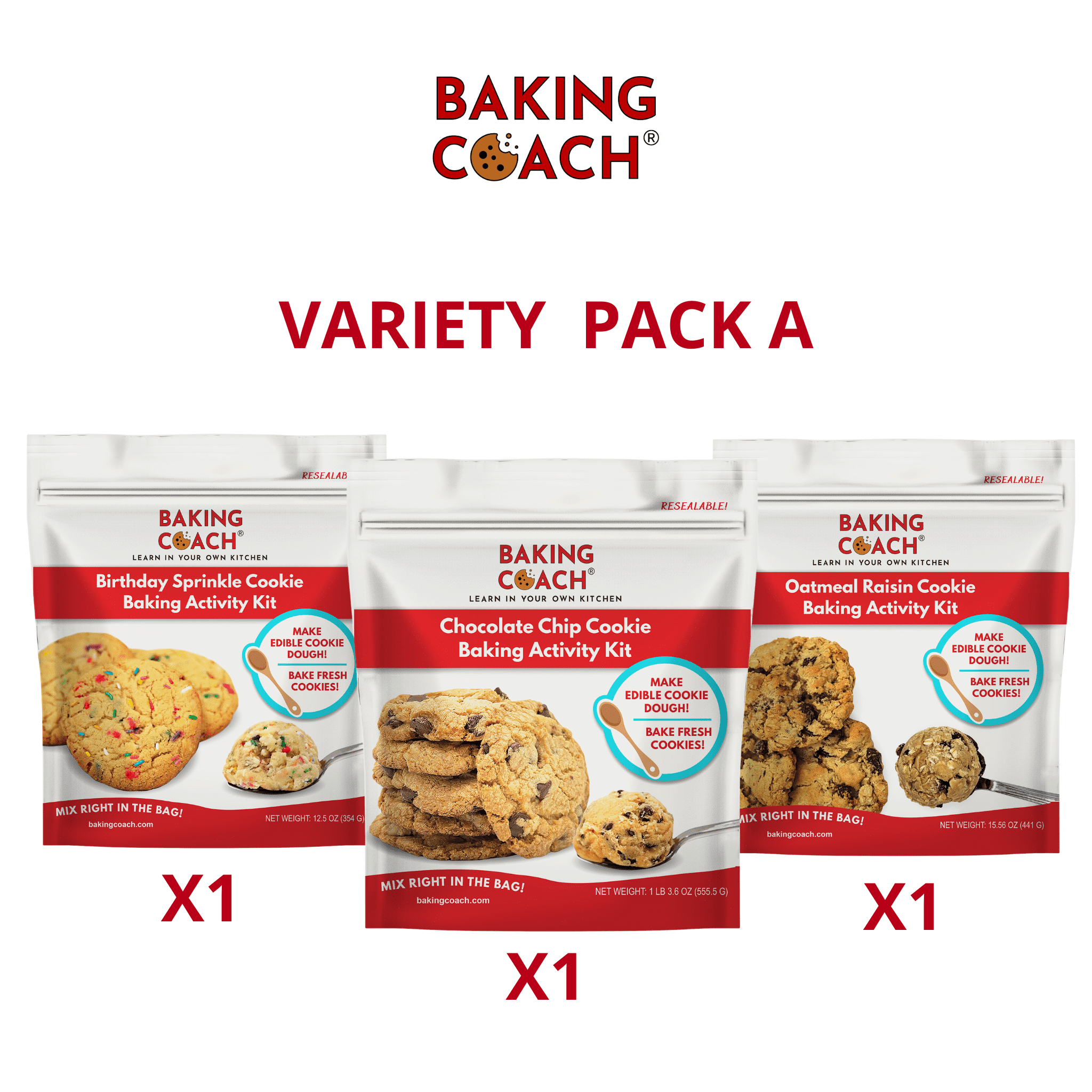 Baking Coach® Edible Cookie Dough Baking Activity Kits Variety Pack A ...