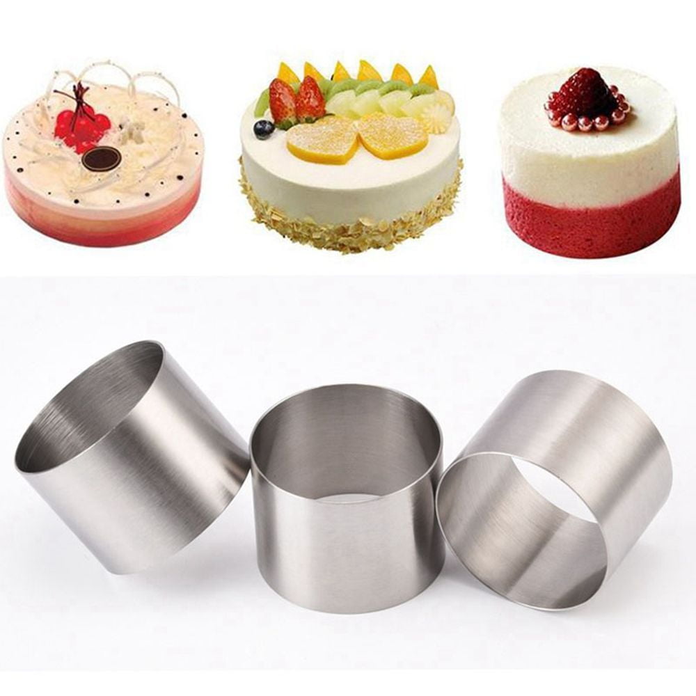 Baking Collection with Premium Stainless Steel Reusable Round Cake Mold ...