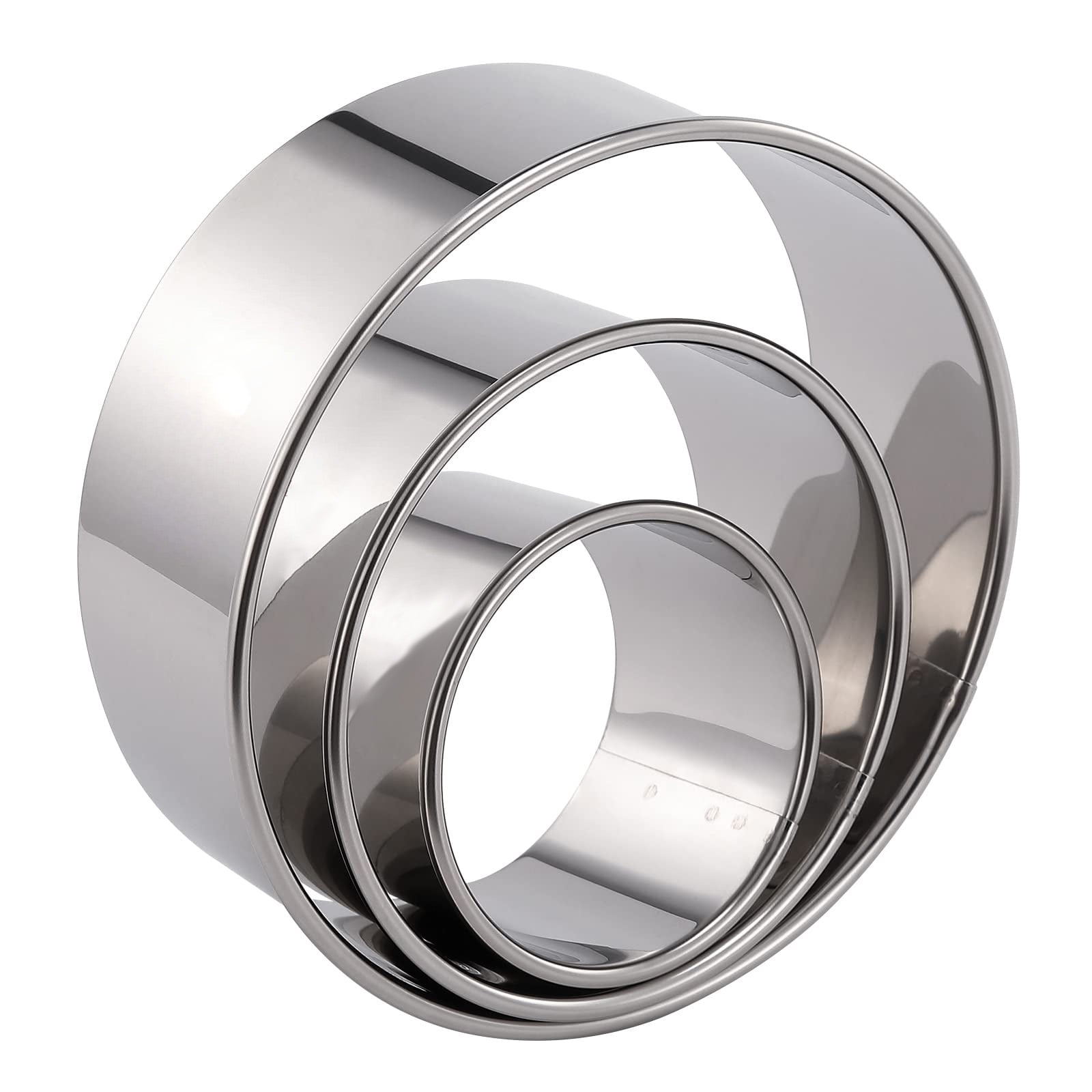 Baking Cookie Cutter Set, 3 Round Stainless Steel Rings 2 3 4 Inch for ...