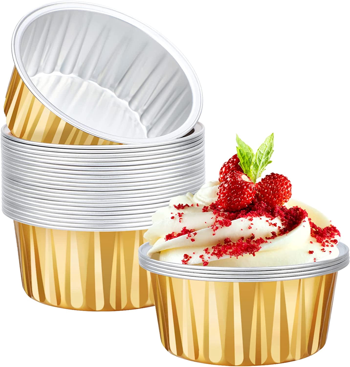 Baking Cups Disposable, 25pcs 5oz Disposable Ramekins Aluminum Foil ...