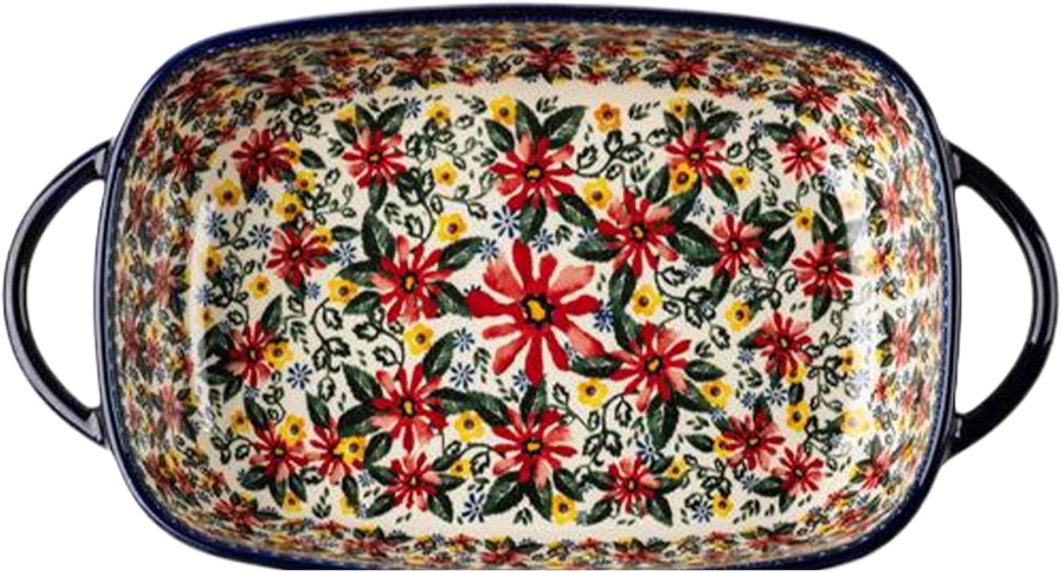 Baking Dish, 1900ml Heat-resistant Ceramic Oven Dish with Dual Handles ...