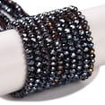 Baking Electroplate Glass Beads Strands AB Color Faceted Rondelle Black ...