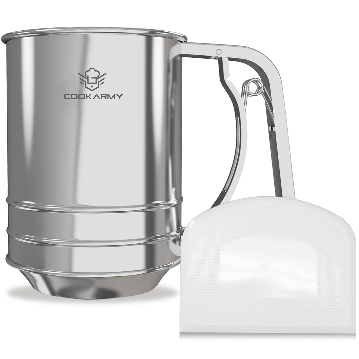 Baking Flour Sifter Stainless Steel, 3 Cup Capacity Double Layer Sieve ...