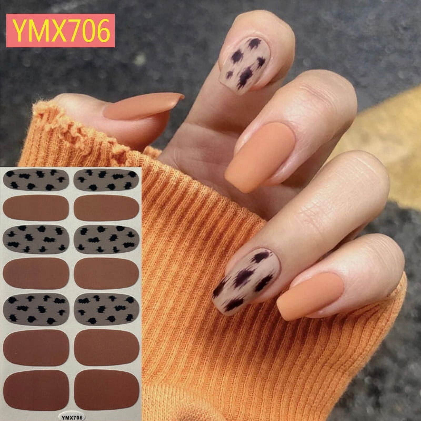 Baking Free Leopard Print Pattern Full Cover Nail Stickers Nail Polish ...