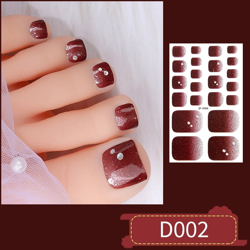 Baking Free Toe Nail Sticker Wraps Solid Color Full Cover Foot Stickers ...