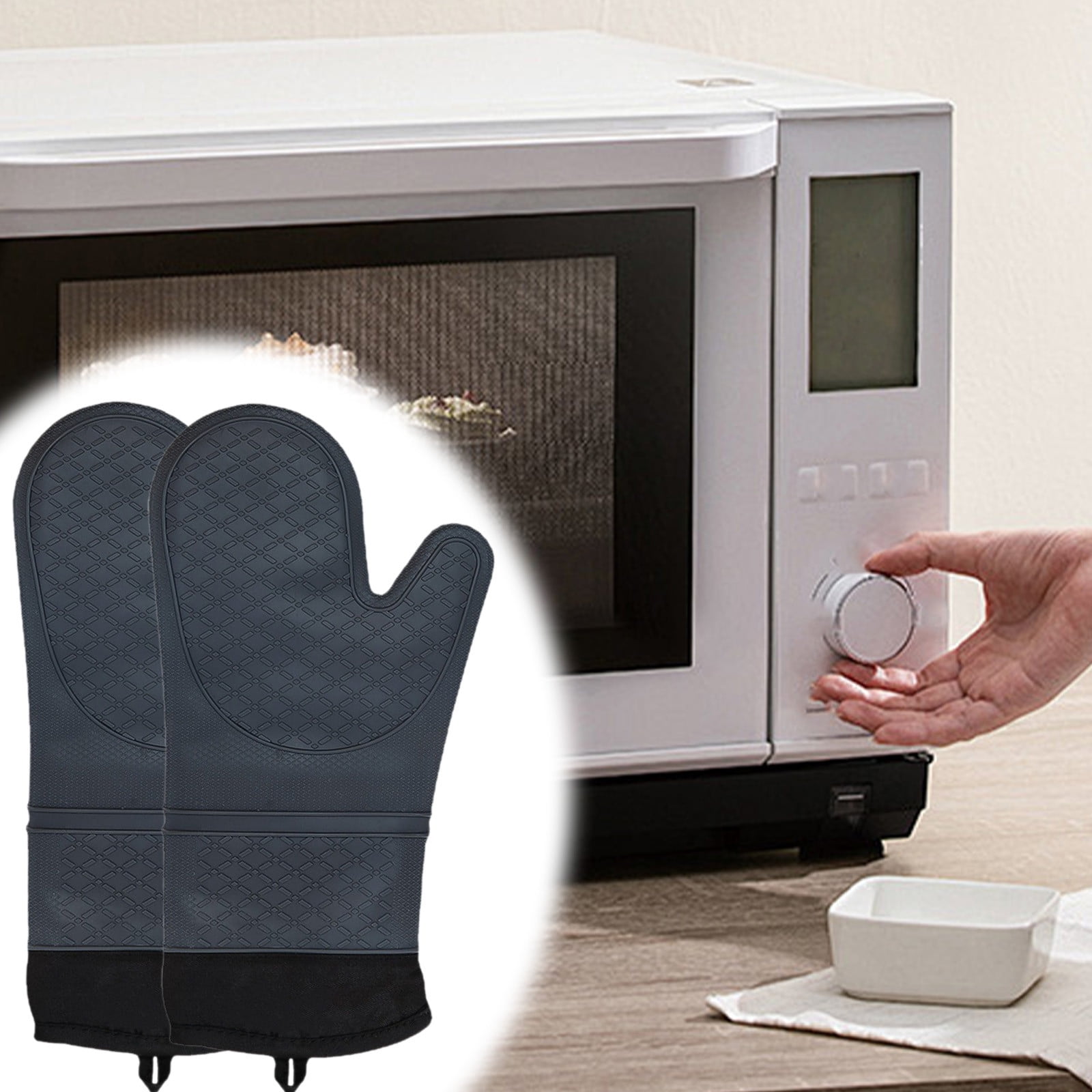 Baking Gloves, Silicone Kitchen Insulation Gloves Withstand 260 Degrees ...