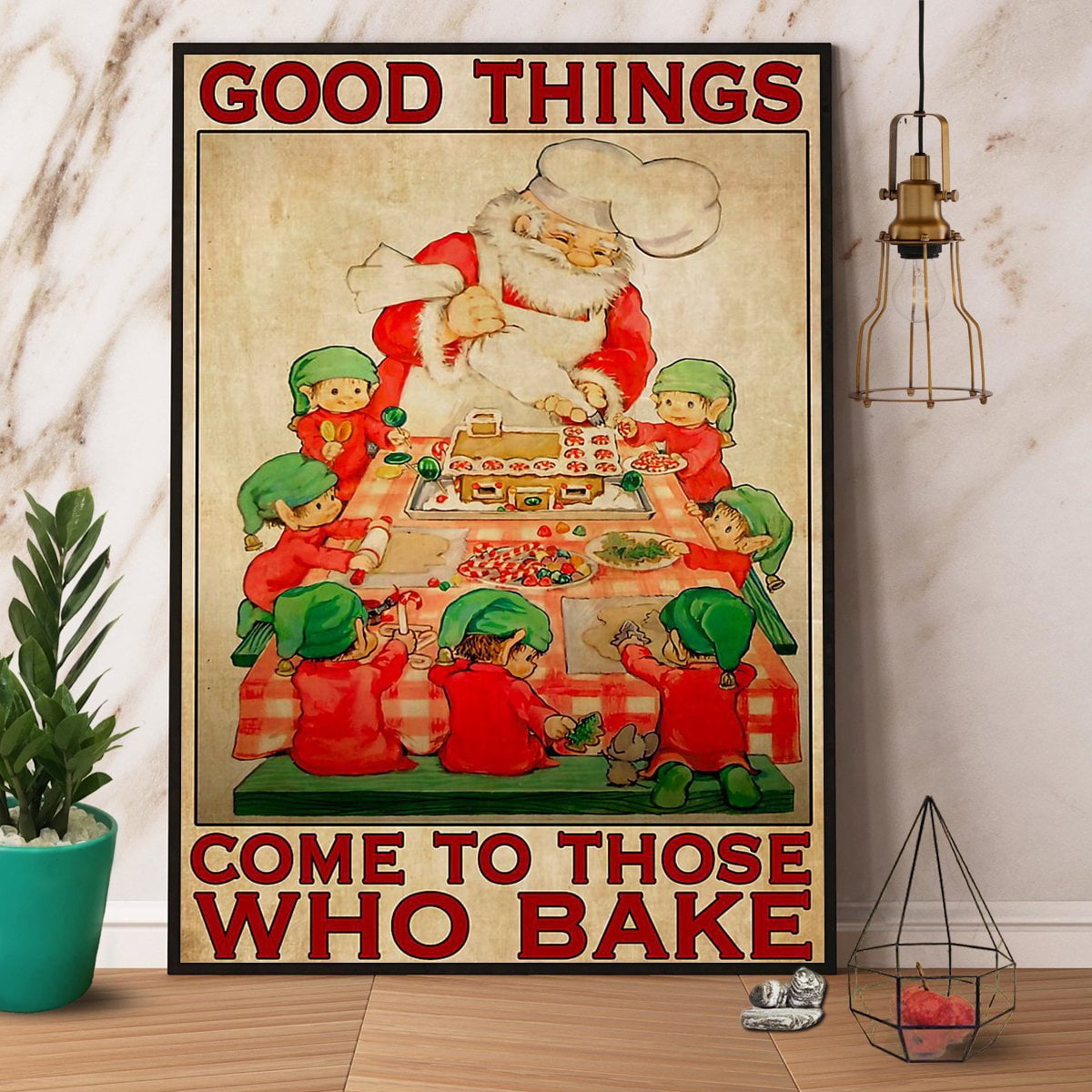 Baking Good Things Come To Those Who Bake Santa Christmas Paper Poster ...