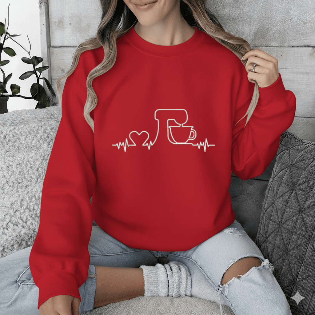 Baking Heartbeat EKG Funny Pastry Chef Food Lover Sweet Humor Graphic ...