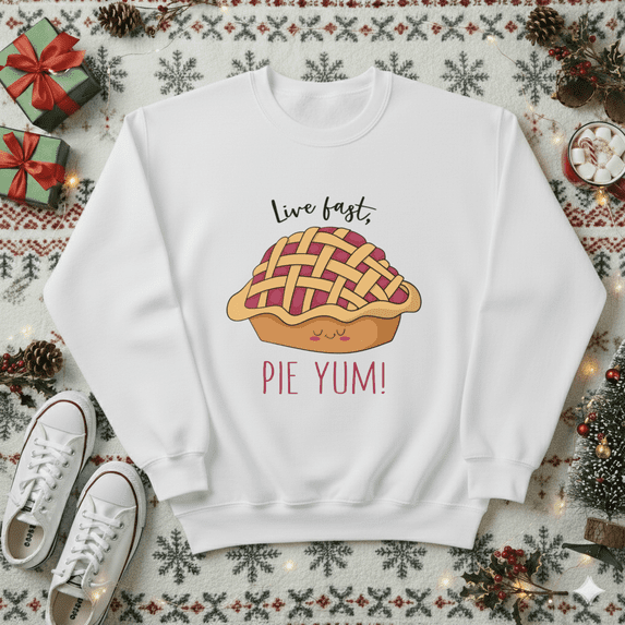 Baking Humor Live Fast Pie Yum Funny Dessert Lover Pun Quote Art Unisex ...