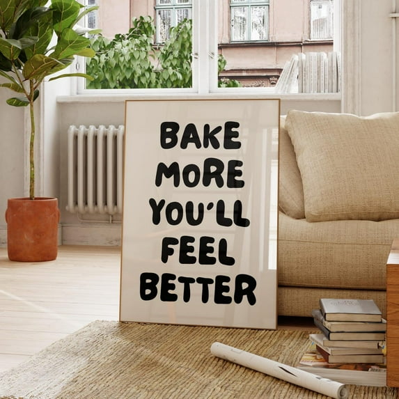 Baking Kitchen Wall Art, Cute Baking Quote Print, Baker, Baking Wall Art, Bake More Aesthetic ...