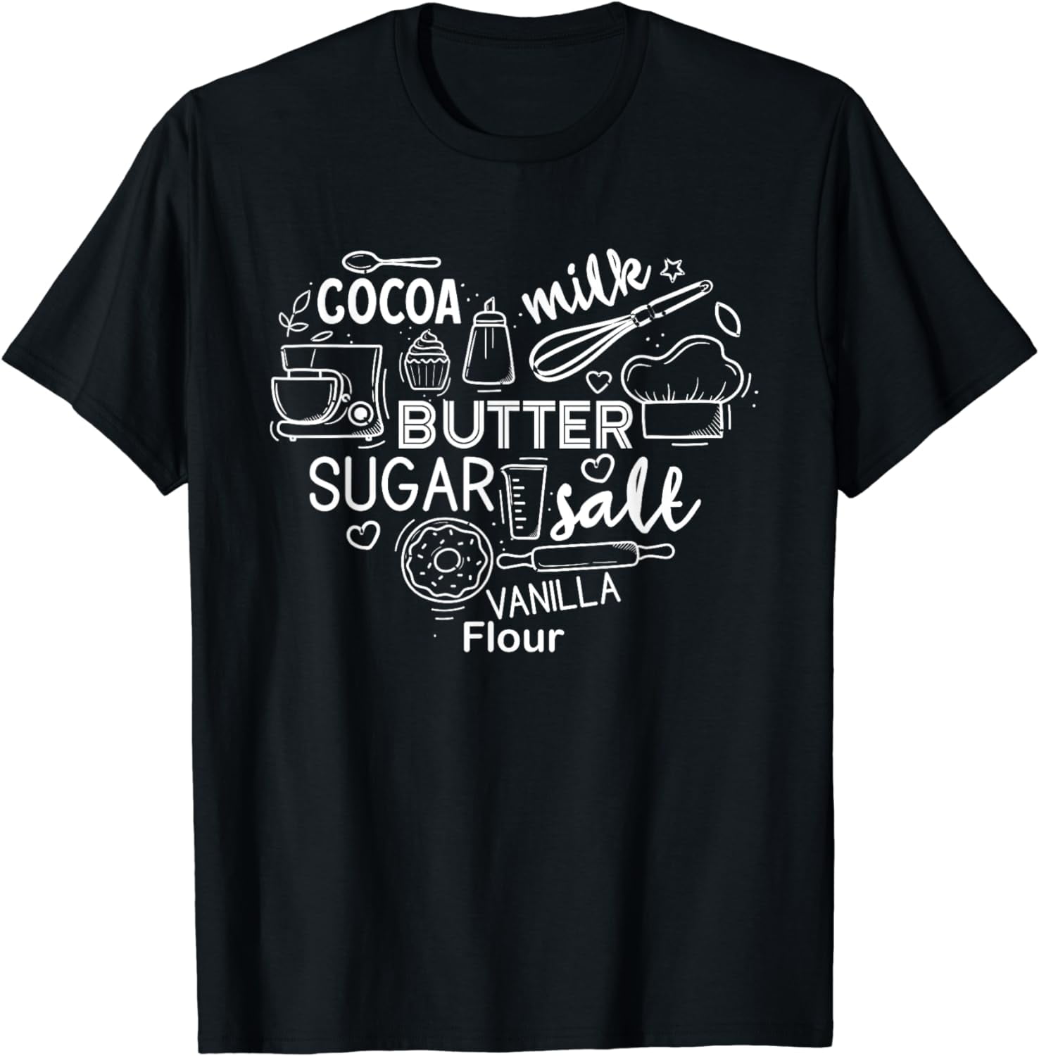 Baking Lover Heart Pastry Chef Baker Cook Cupcake Bakery T-Shirt ...