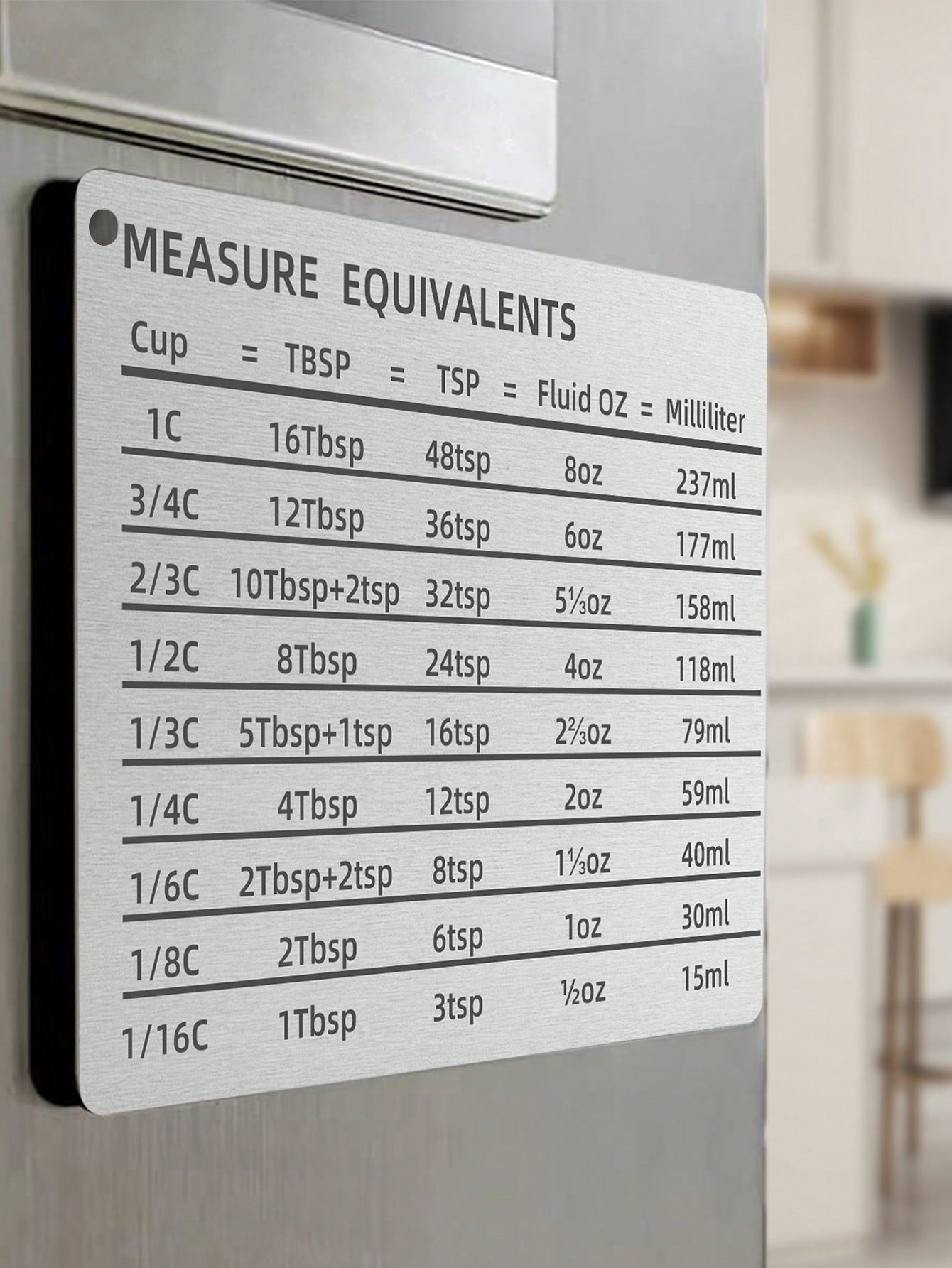 Baking Measurement Conversion Magnet, Cups to Grams/Oz Chart for Quick ...