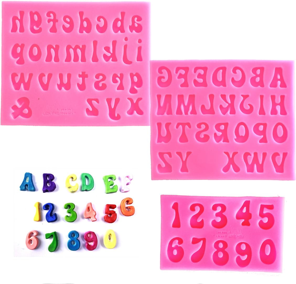 Baking Molds for Letters and Numbers, Silicone Fondant Chocolate Candy ...