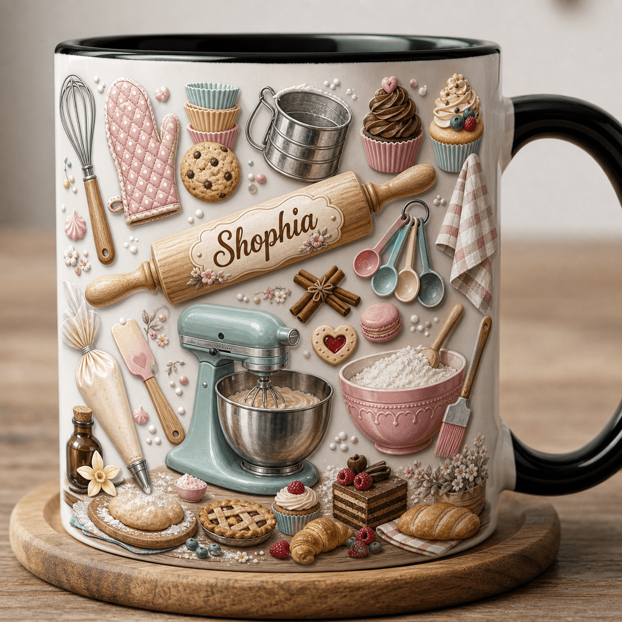 Baking Mug 2D Printed 3D Effect Personalized Baker Gift with Kitchen ...