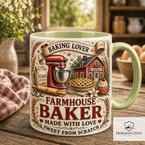 Baking Mug Farmhouse Baker Design for Baking Lovers and Homemade Treat ...