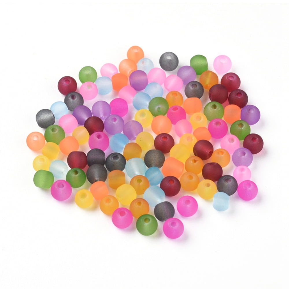 Baking Paint Frosted Glass Beads Mixed Color Round 4mm in diameter hole ...