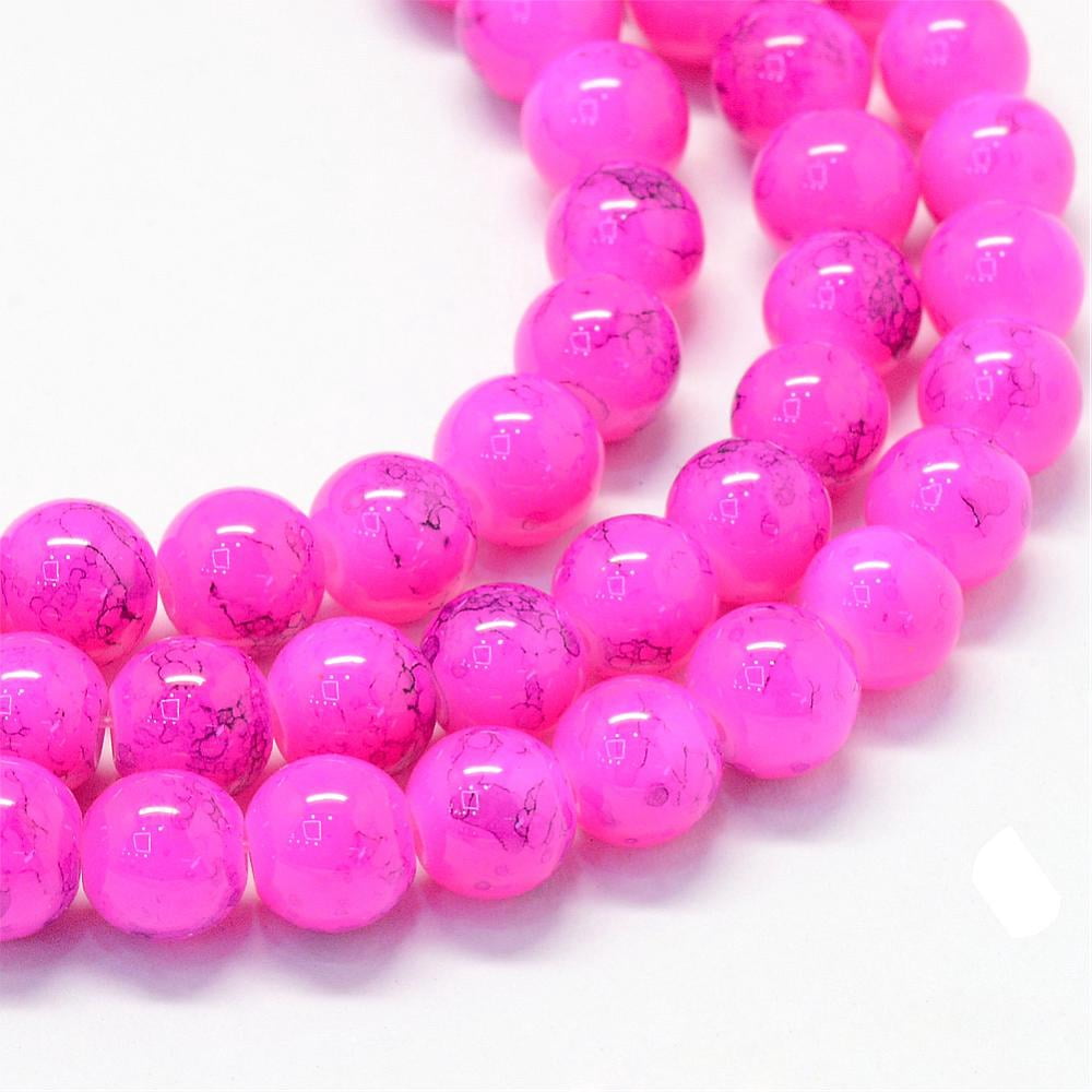 Baking Paint Glass Round Bead Strands Hot Pink 8.5~9mm Hole: 1.5mm ...