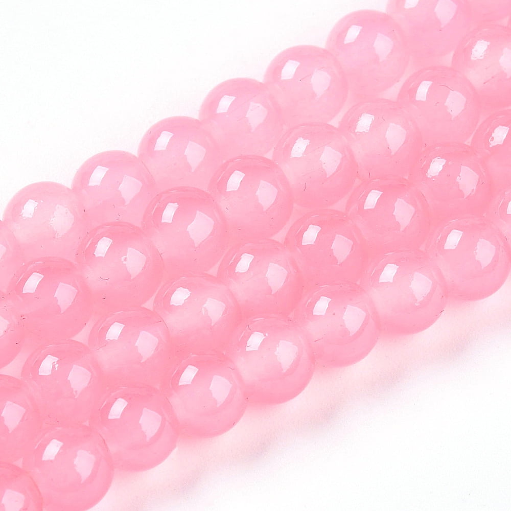 Baking Paint Imitation Jade Glass Round Bead Strands Light Coral 6.5mm ...