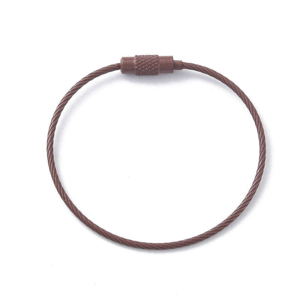 Baking Paint Stainless Steel Cable Wire Keychain with Screw Clasps Rosy ...