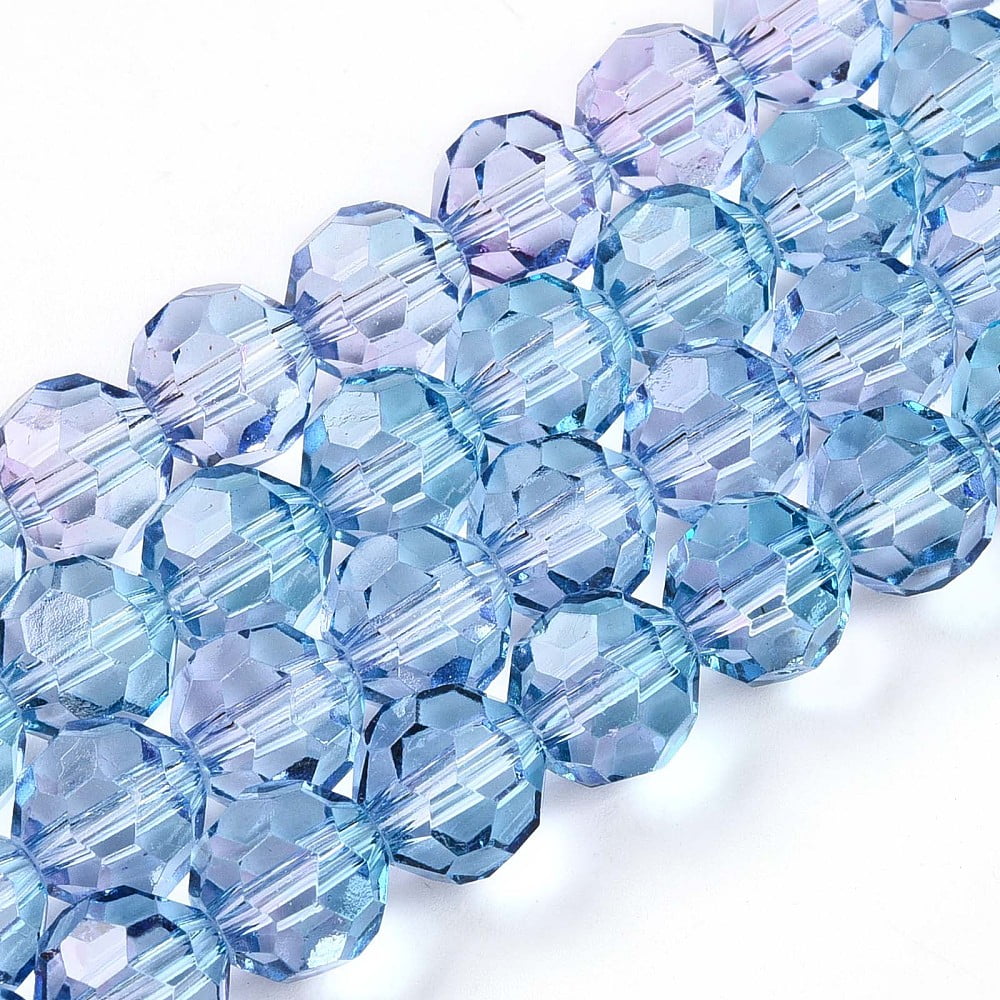 Baking Paint Transparent Glass Beads Strands Round Faceted(32 Faceted ...