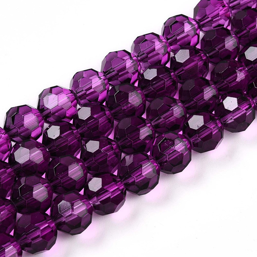 Baking Paint Transparent Glass Beads Strands Round Faceted(32 Faceted ...