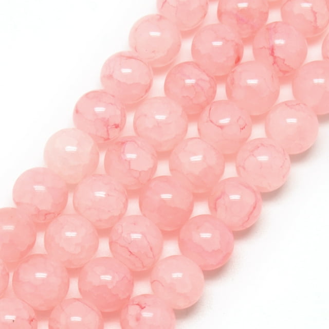 Baking Painted Crackle Glass Bead Strands Round Pink 8mm Hole: 1.3~1 ...