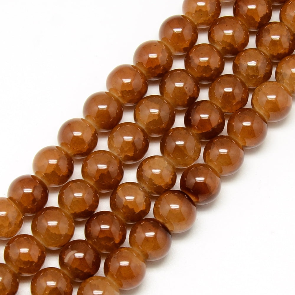 Baking Painted Glass Bead Strands Round Saddle Brown 6mm Hole: 1.3~1 ...
