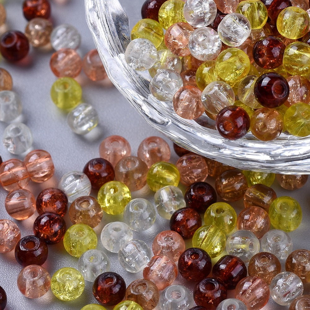 Baking Painted Glass Beads Caramel Mix Round Mixed color 4~4.5x4mm Hole ...