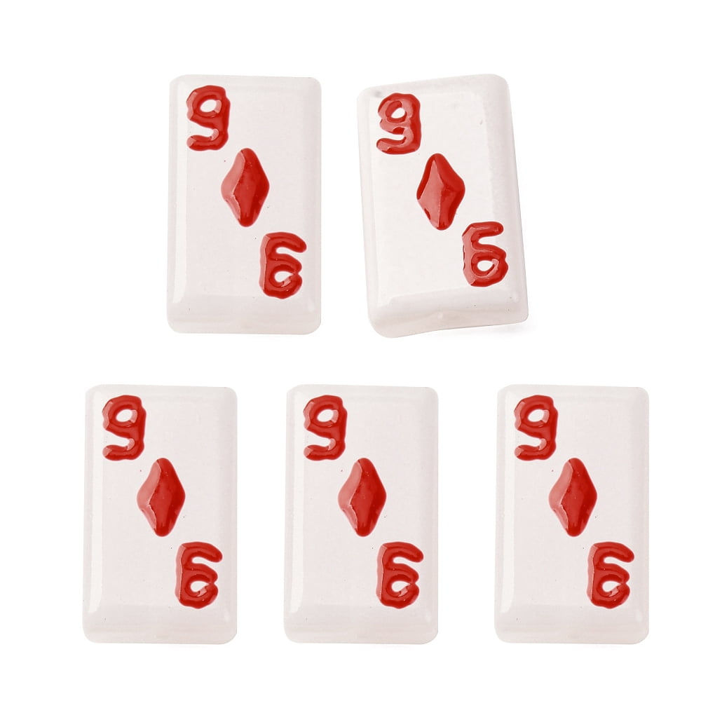 Baking Painted Glass Enamel Beads Hand Drawn Beads Playing Card White ...