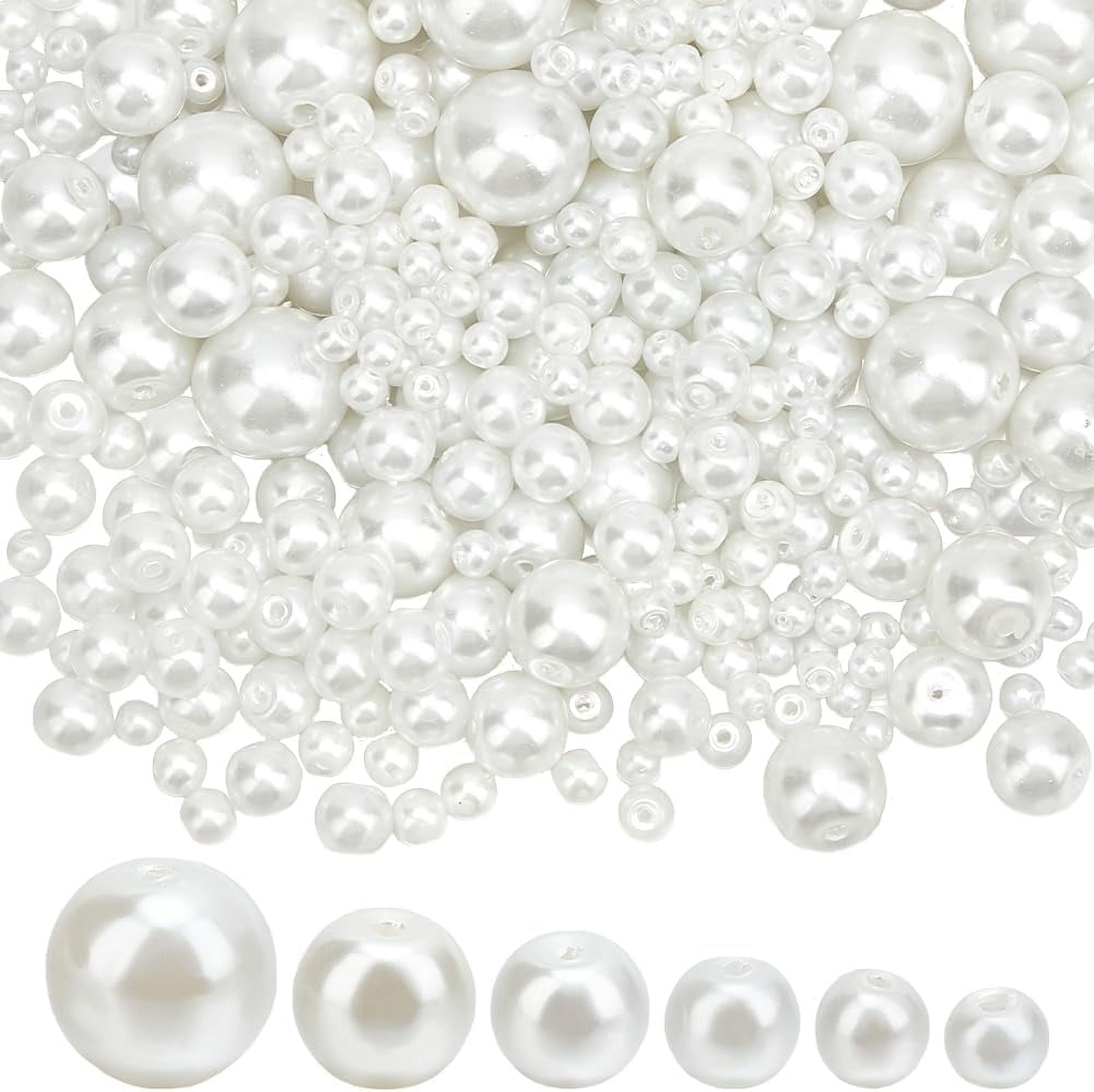 Baking Painted Glass Pearl Bead Strands Pearlized Round White 3~12mm ...